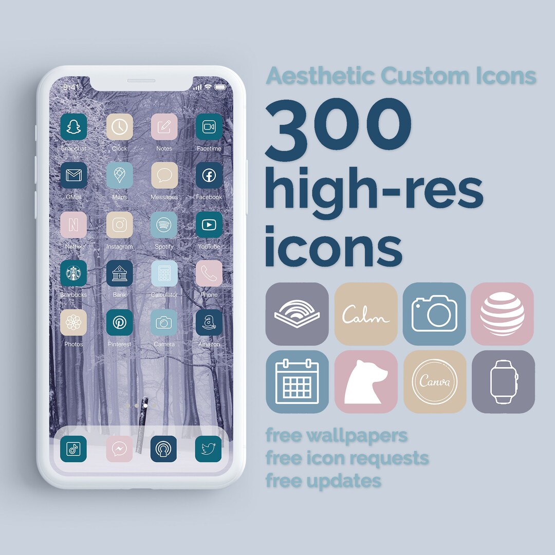Winter Walk in Christmas 300 Aesthetic Custom App Icons Pack iPhone Ios ...