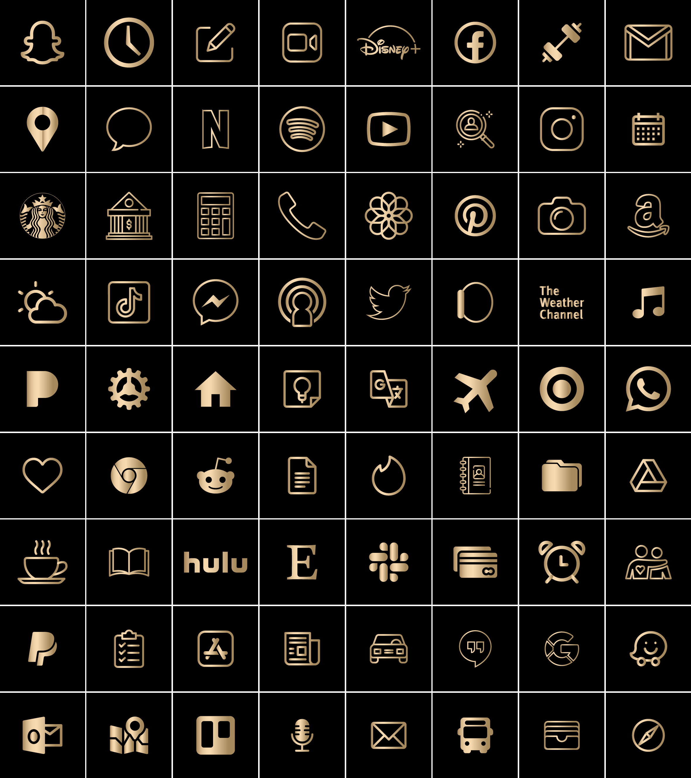 Black and Gold 300 Aesthetic Custom App Icons Pack Iphone | Etsy Canada