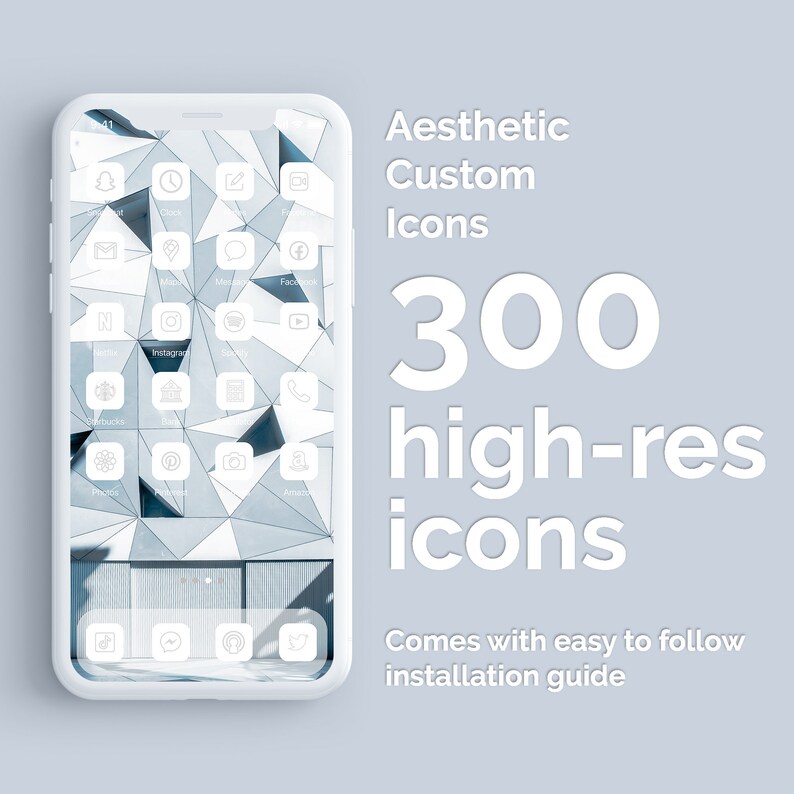 Modern White 300 Aesthetic Custom App icons pack iPhone | Etsy