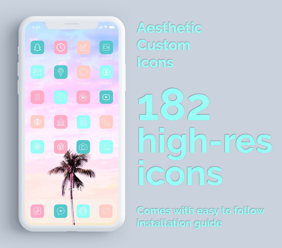 Beachside Chilling 182 Aesthetic Custom App Icons Pack iPhone Ios 14 ...