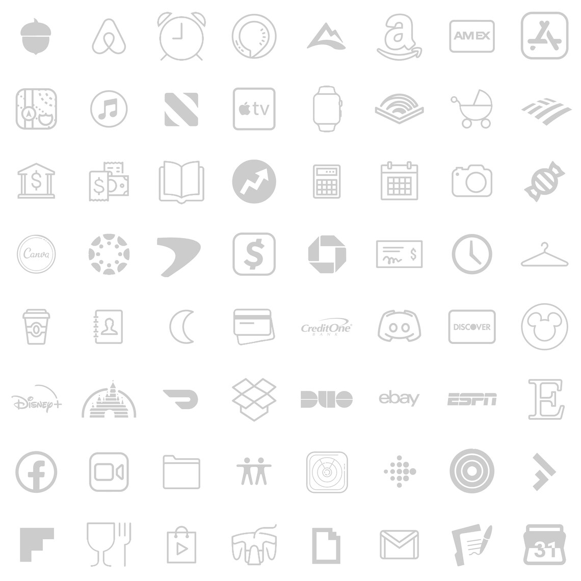 Modern White 300 Aesthetic Custom App icons pack iPhone | Etsy