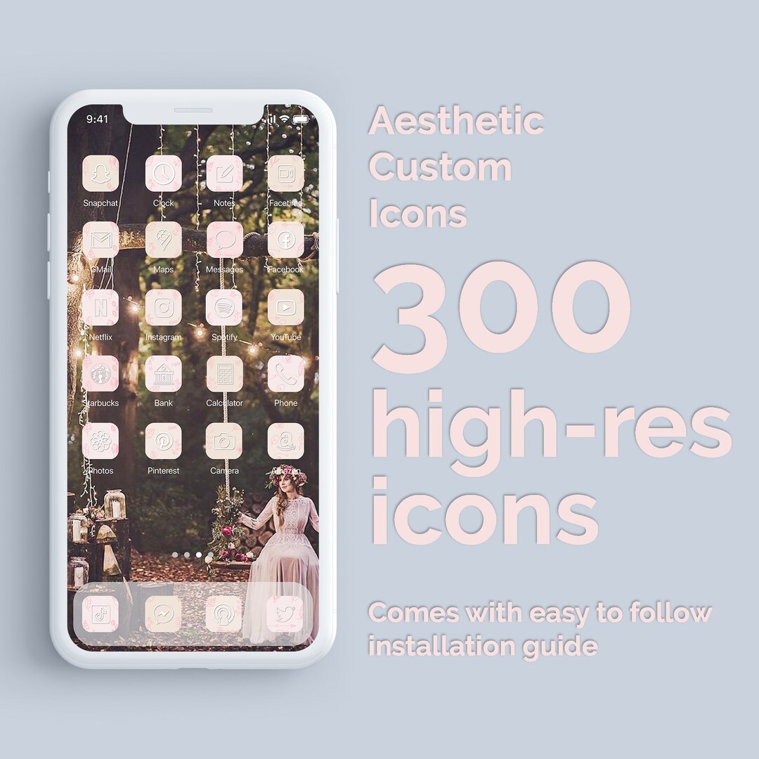 Boho Blush | 300 Aesthetic Custom Themed App Icons Pack | iPhone Ios 14 ...