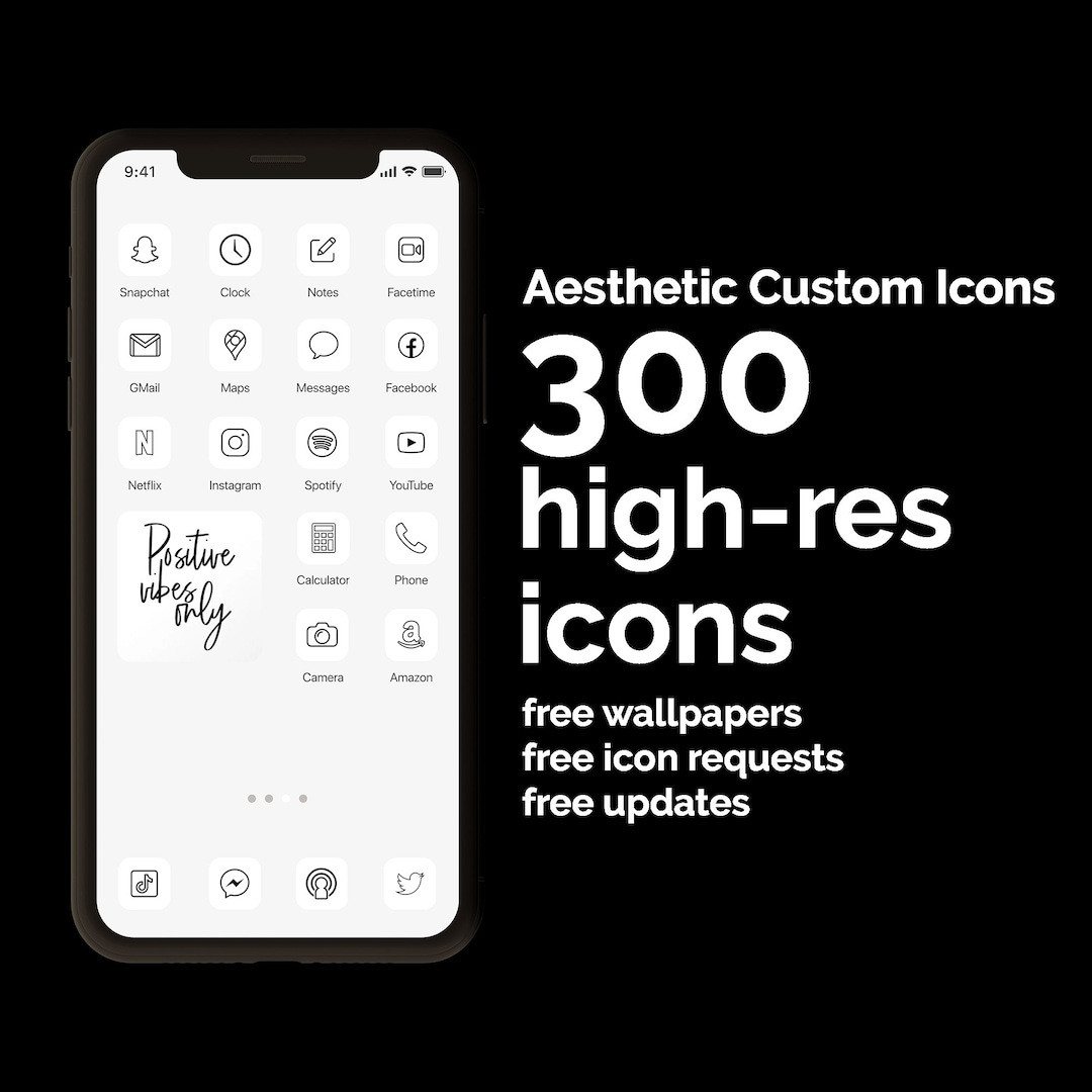 Black and White Monochrome App Icons | 300 Minimal Ios 26 Custom Icons ...