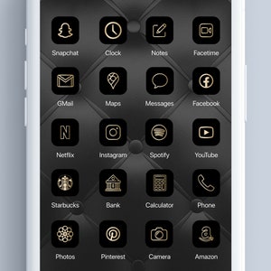 Black and Gold | 300 Aesthetic Custom App Icons Pack | iPhone Ios 14 ...