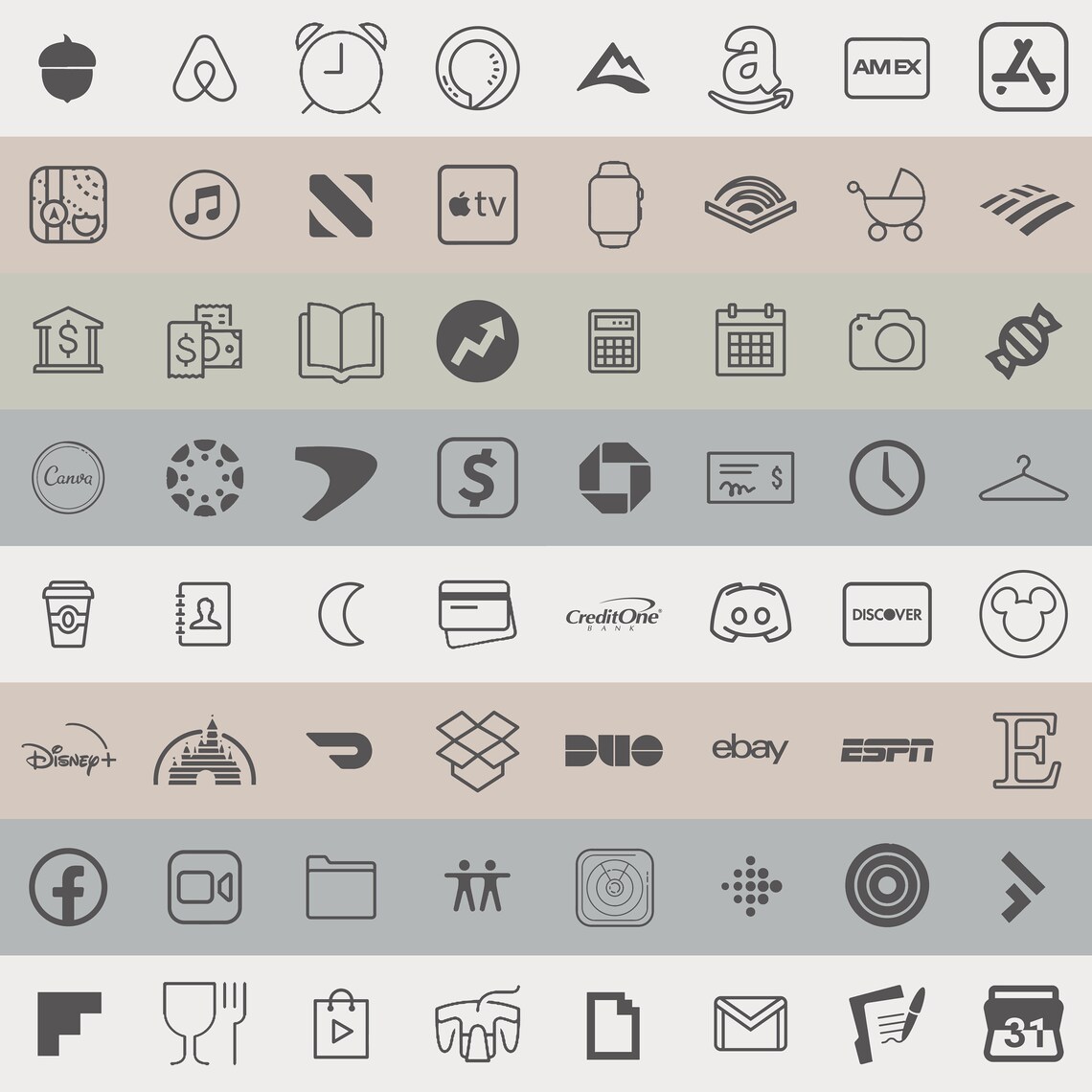 Subdued Boho Aesthetic 300 Aesthetic Custom Themed App Icons - Etsy