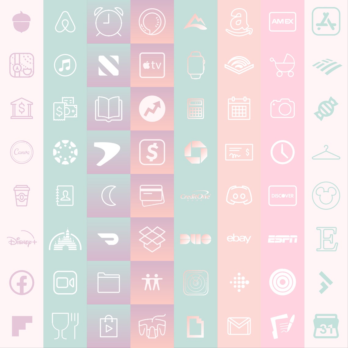 Cotton Candy Pastels 300 Aesthetic Custom App Icons Pack | Etsy