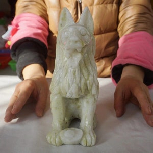 7.9" Natural Serpentine Jade Crystal Wolf Carved | Animal Carvings ...