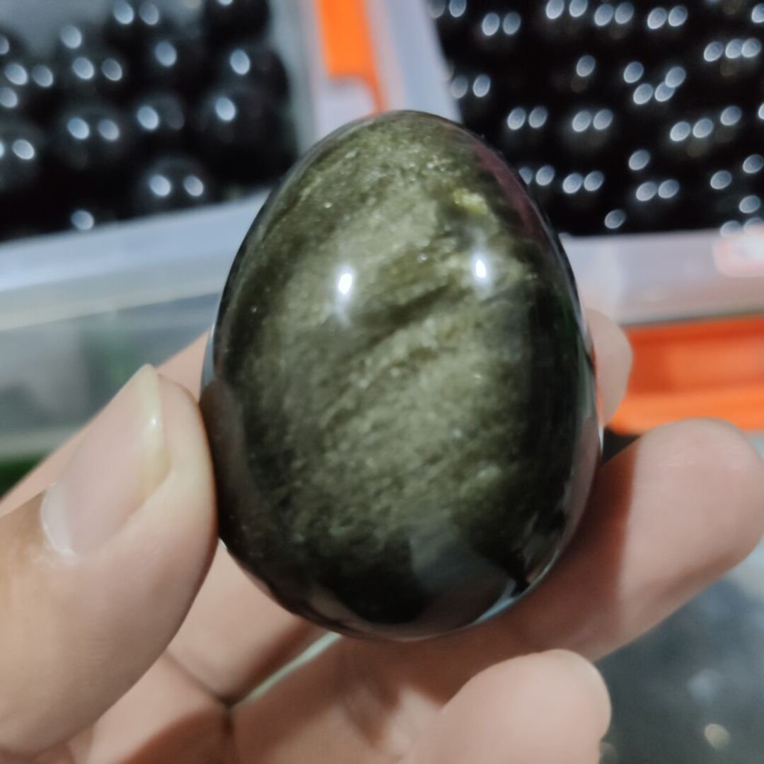 5cm Egg Shaped Stone Gold Sheen Obsidian Rock Gemstone - Etsy