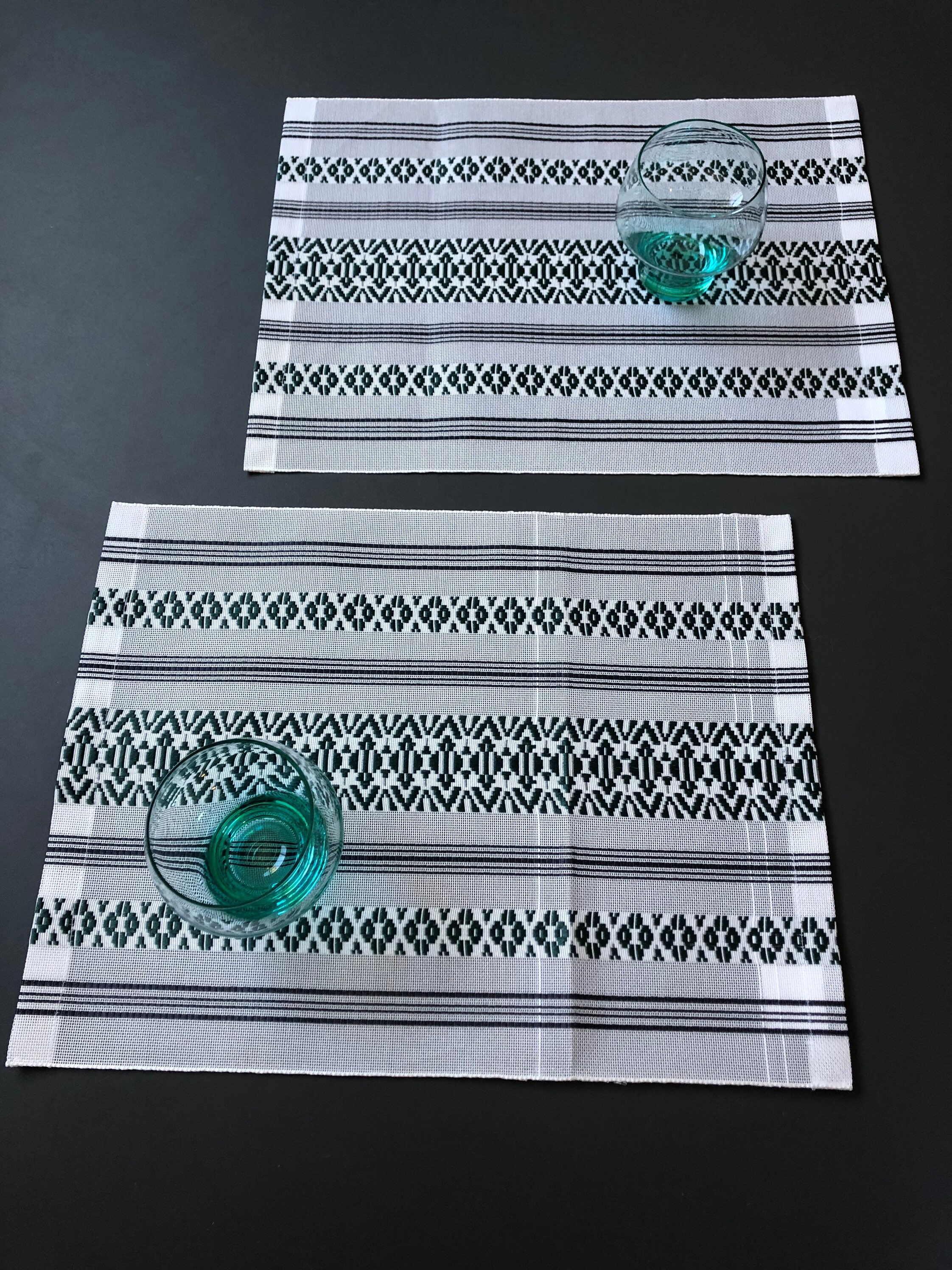 One of a Kind! Placemats Set van 4 Groen/Zwart Handgemaakt van Kimono ...