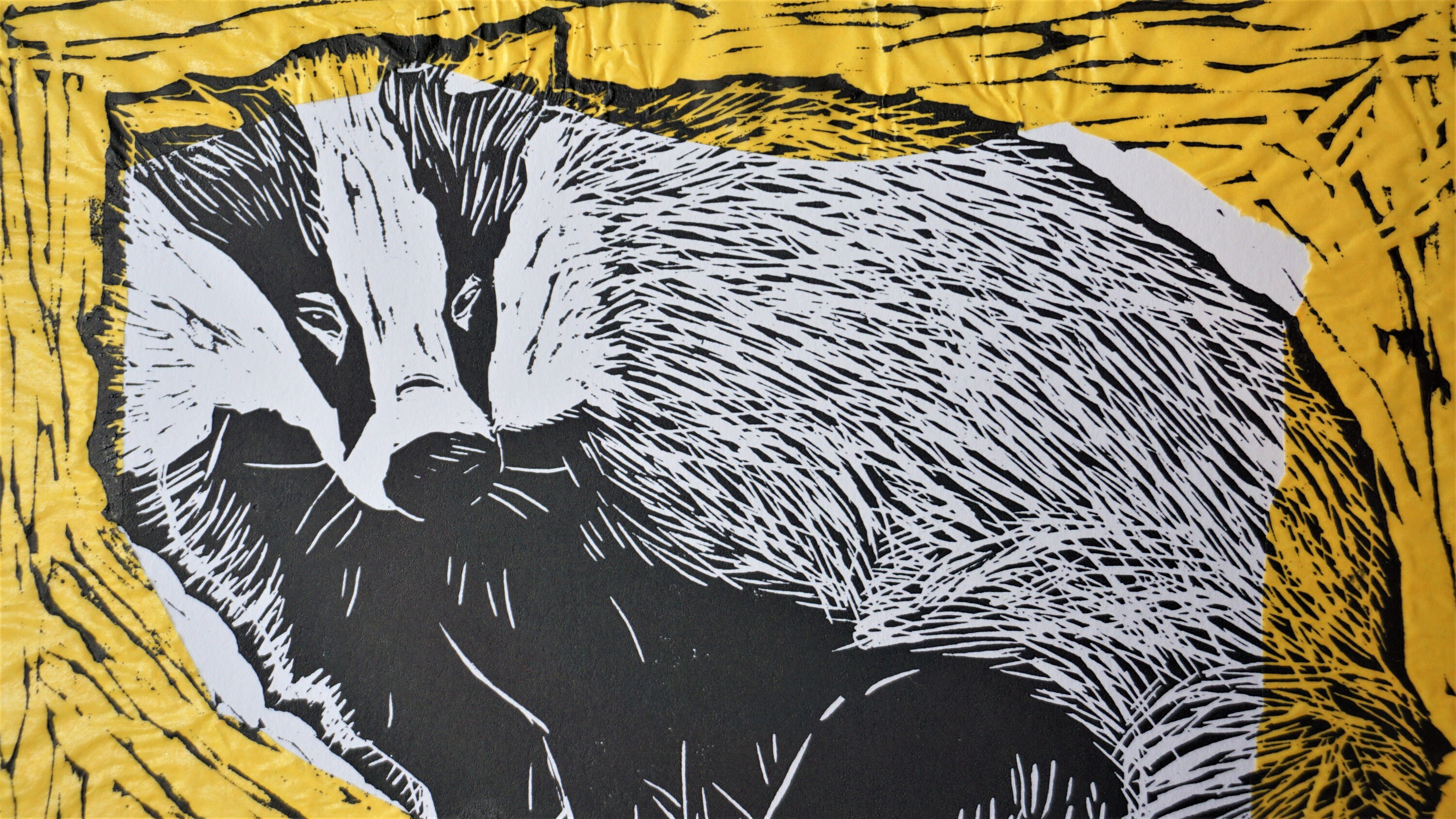 Badger Impresión original de linocut - Etsy España