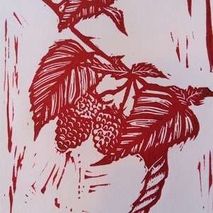 Original Linocut Print 'raspberries' - Etsy