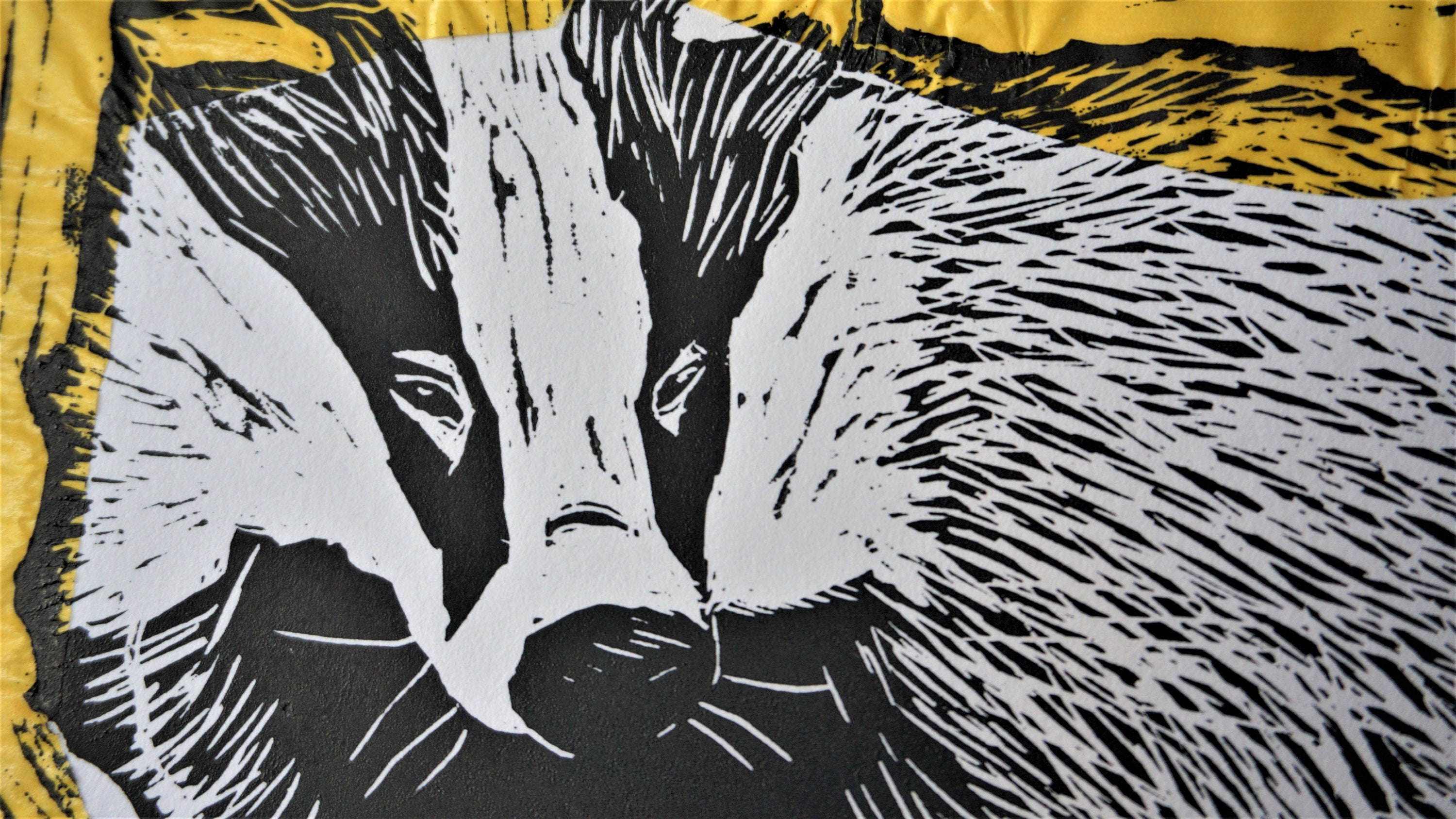 Badger Impresión original de linocut - Etsy España