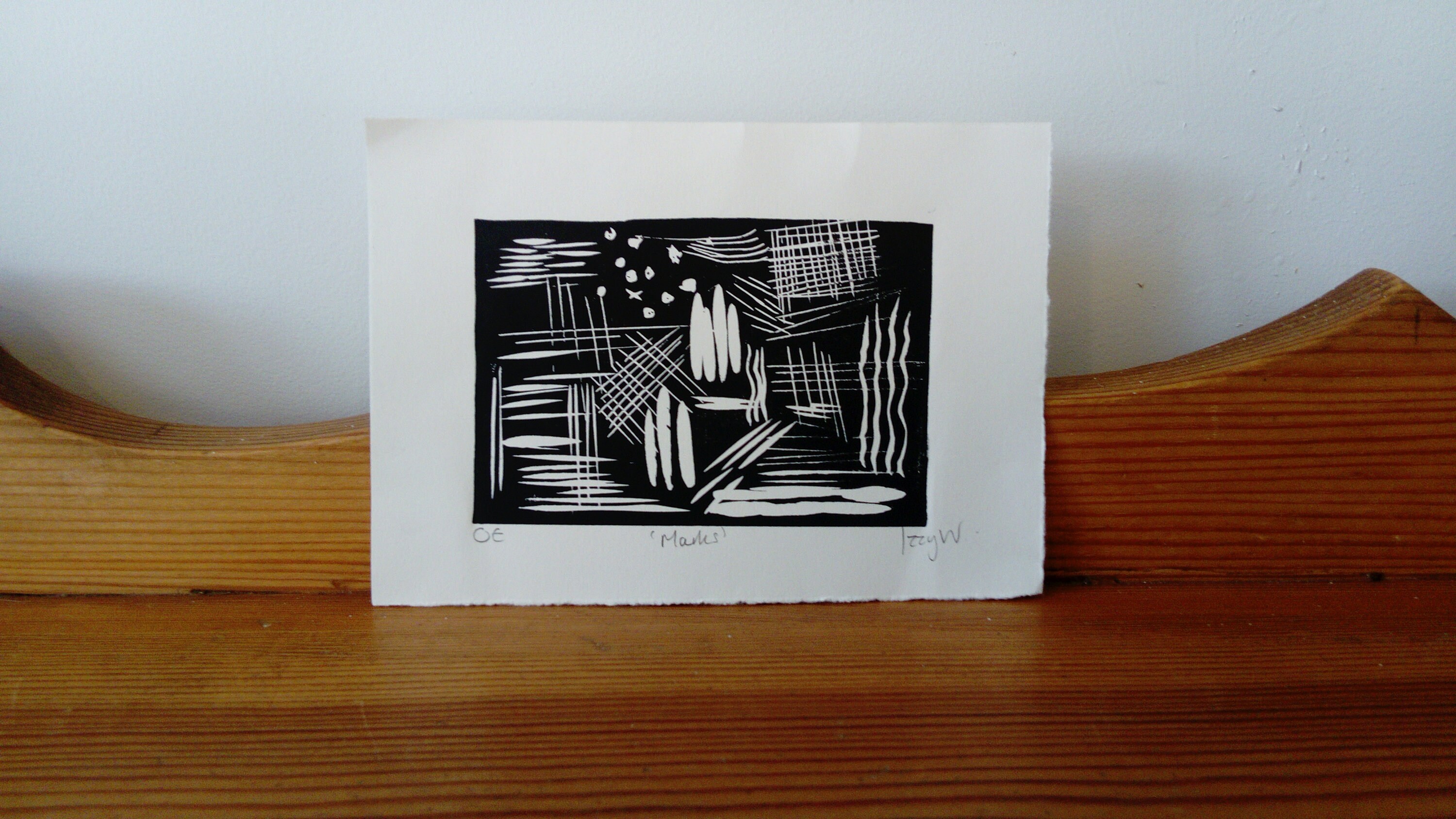 Impresión original de Linocut 'Marcas' mini impresión, abstracto - Etsy ...