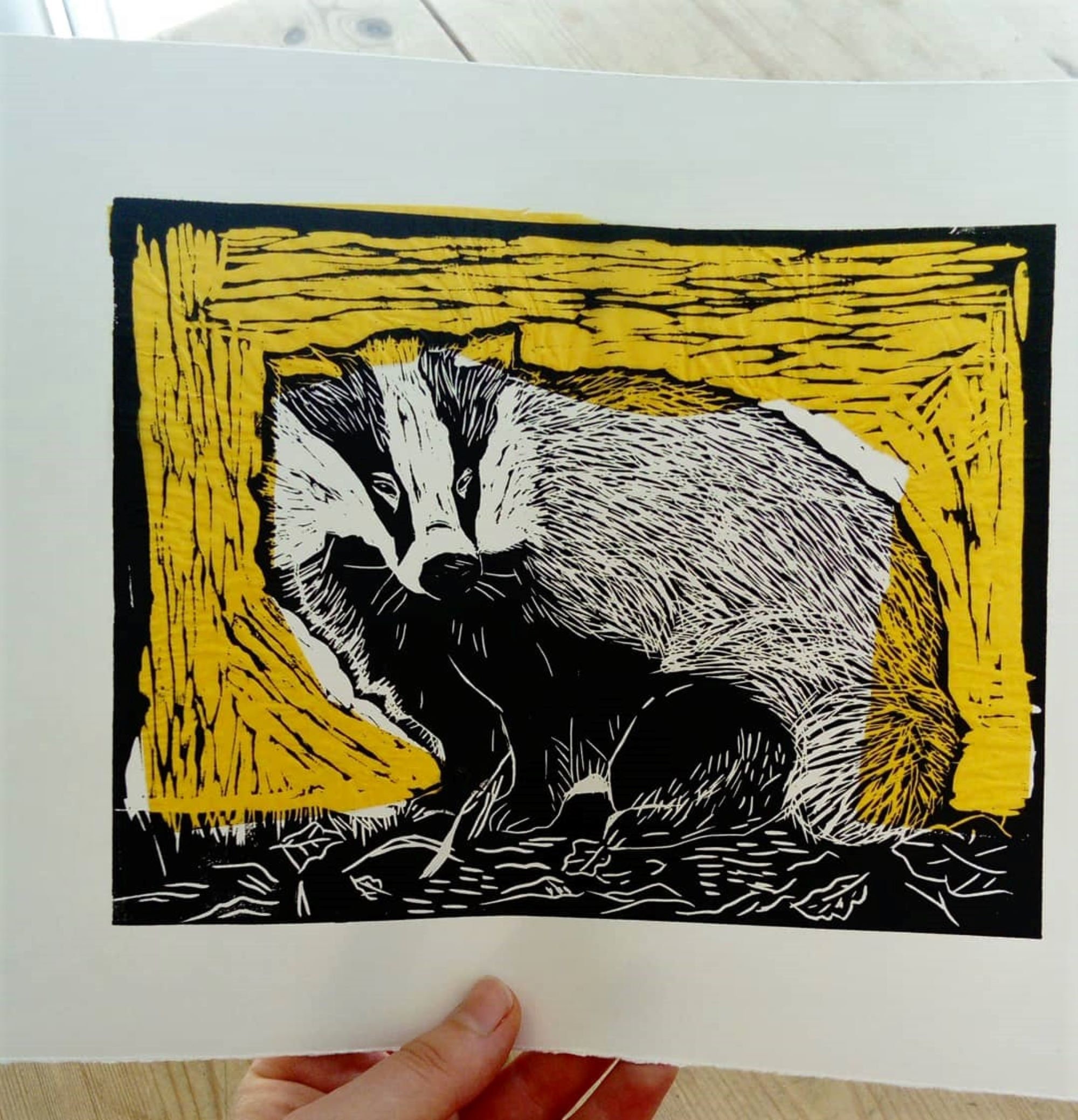 Badger Impresión original de linocut - Etsy España