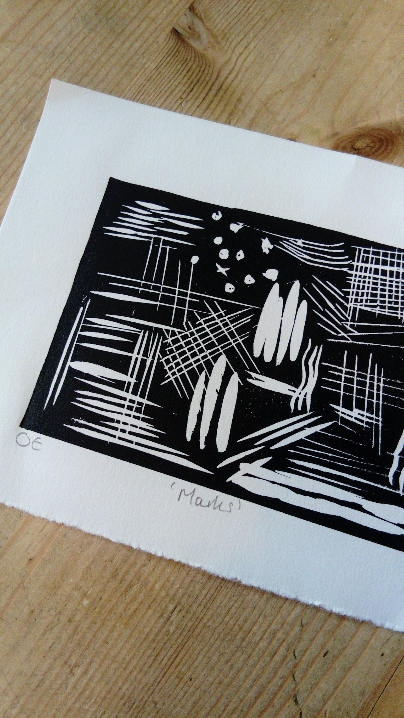 Impresión original de Linocut 'Marcas' mini impresión, abstracto - Etsy ...
