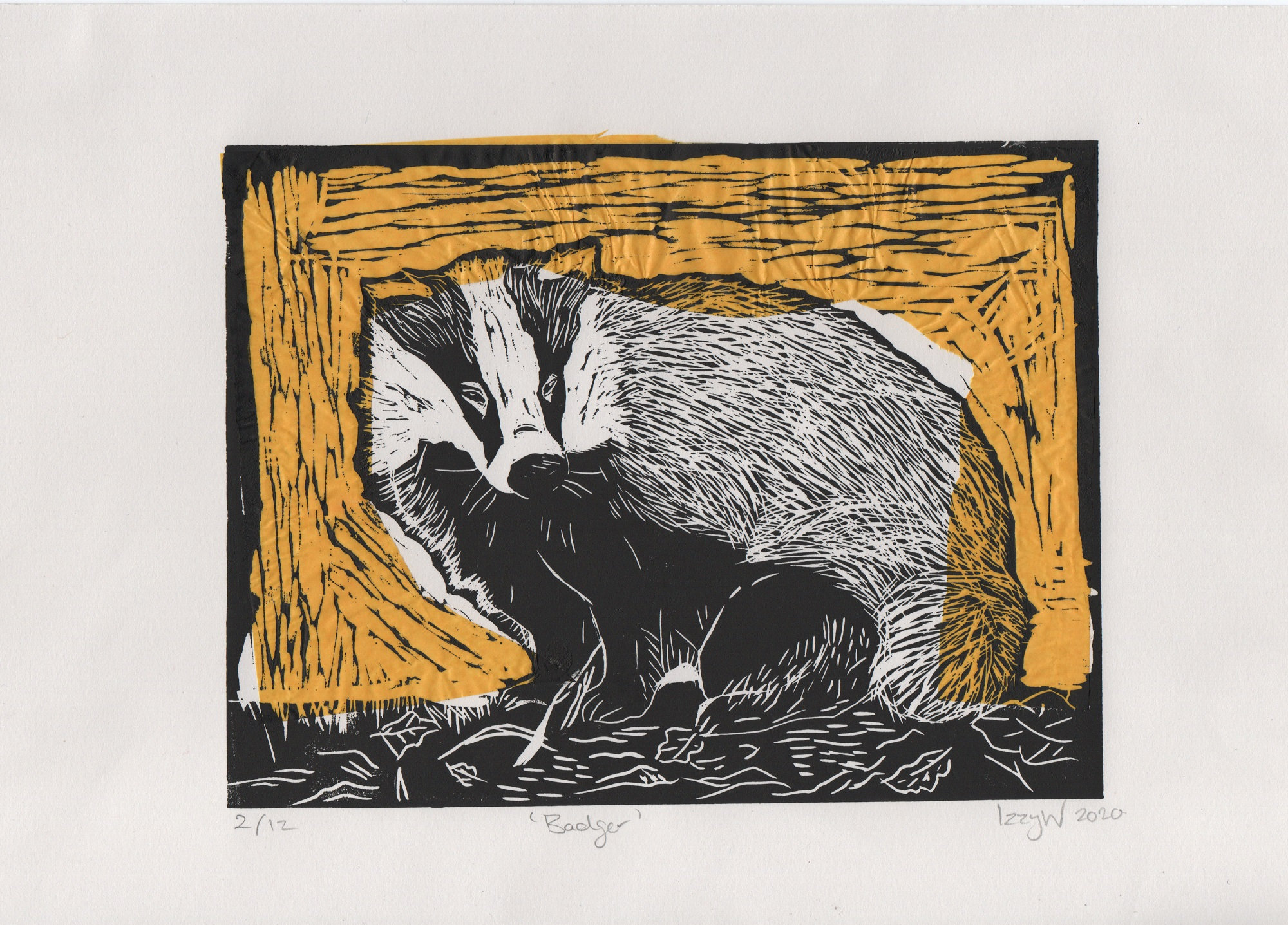Badger Impresión original de linocut - Etsy España
