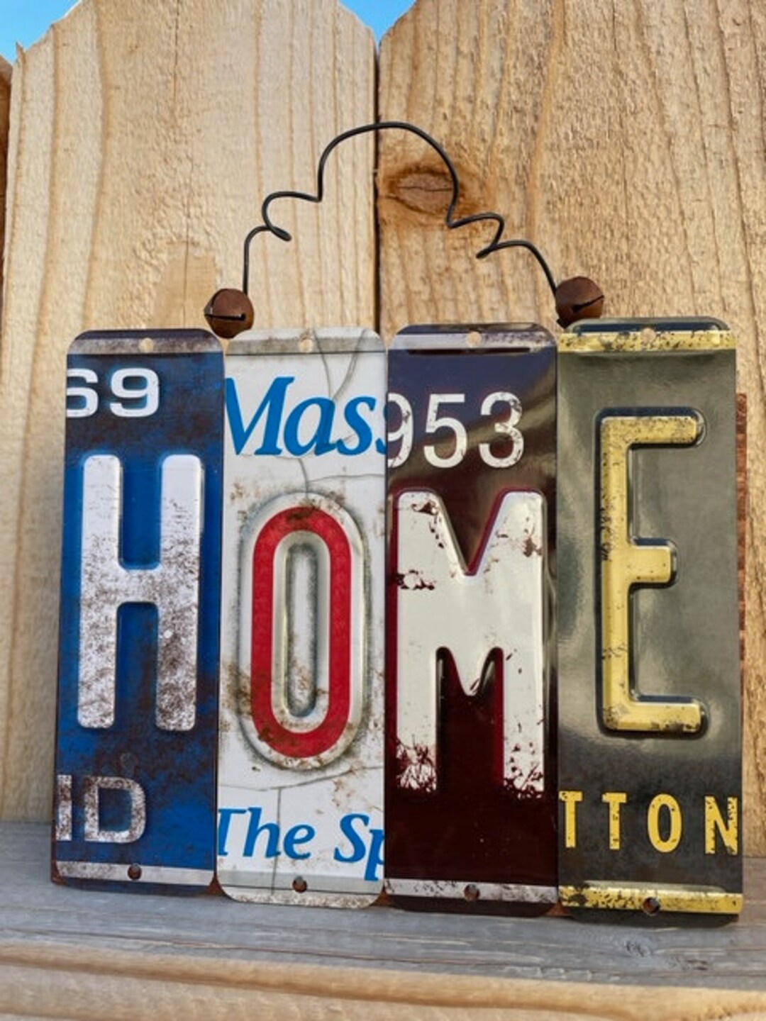 Handmade, Cut License Plate HOME Sign, License Plate Sign, HOME Sign ...