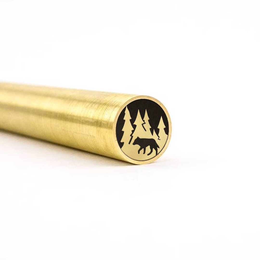 Mosaic Knife Pin - WOLF IN FOREST - 1/4in - 5/16in - 3/8in - Brass ...