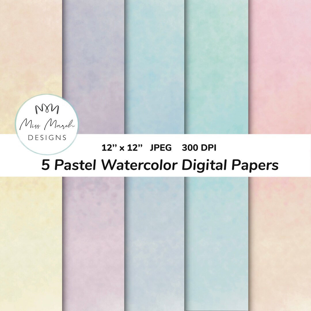 Pastel Watercolor Digital Papers, Printable Papers, Watercolor ...