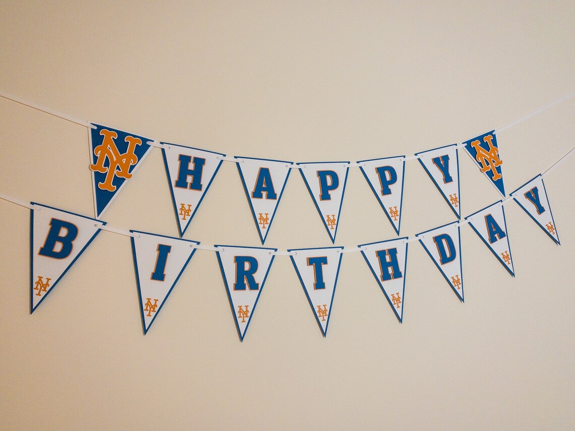 NY Mets Baseball 3D Birthday Banner Birthday decoration | Etsy
