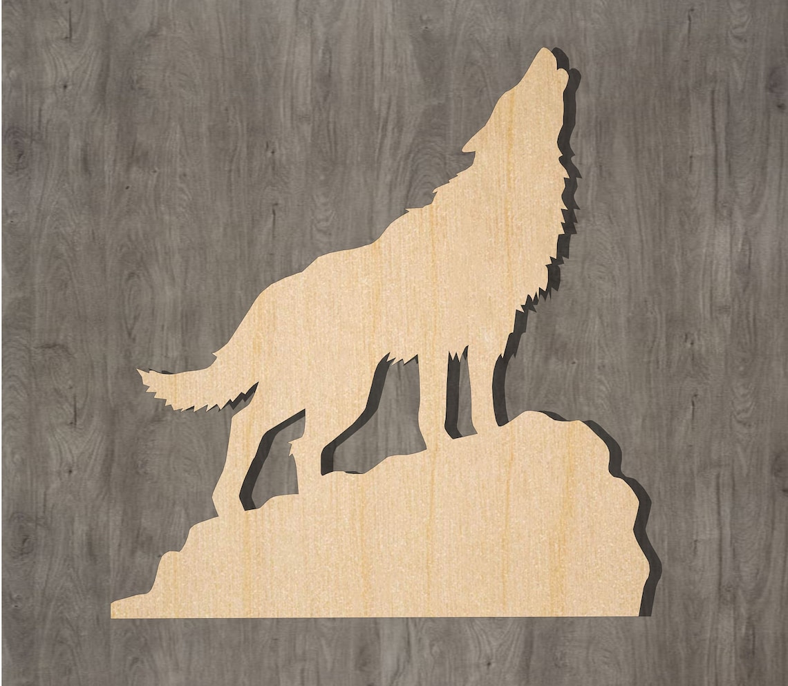 Howling Wolf Cutout Unfinished Wood Shape Craft Supply Art | Etsy