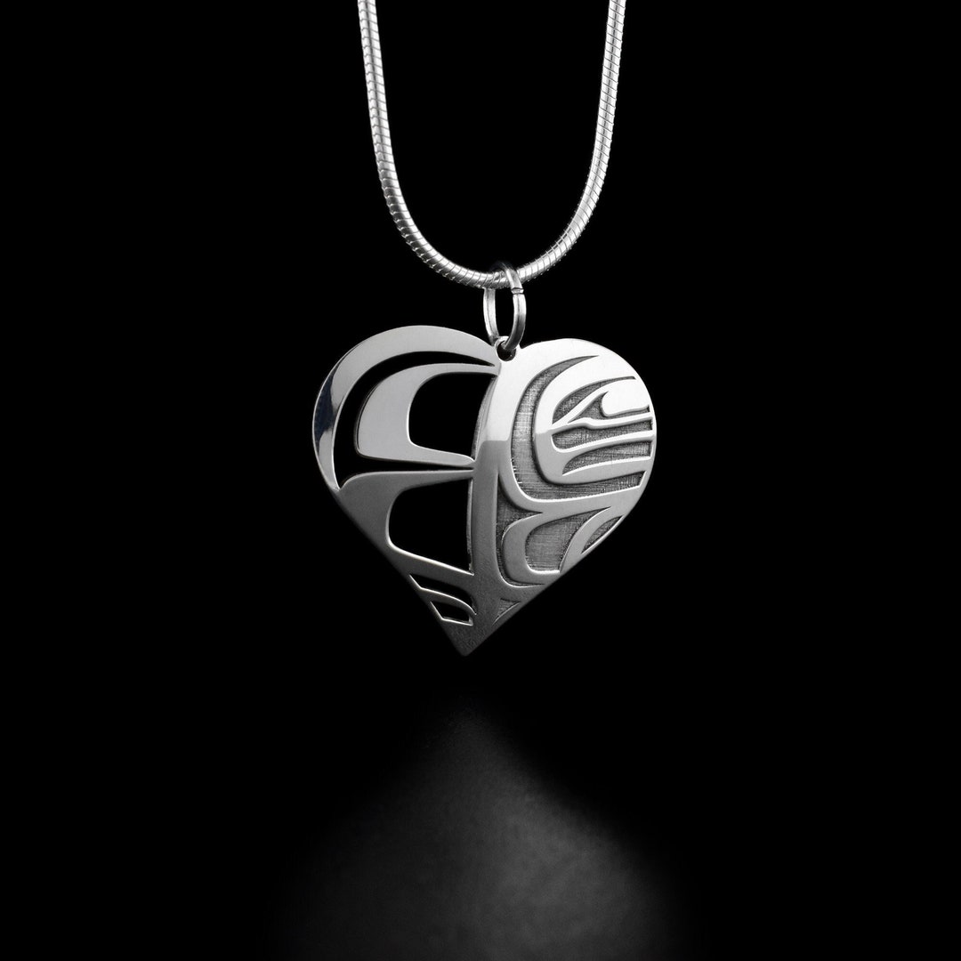 Canadian First Nations, Sterling Silver Mini Abstract Orca Heart ...