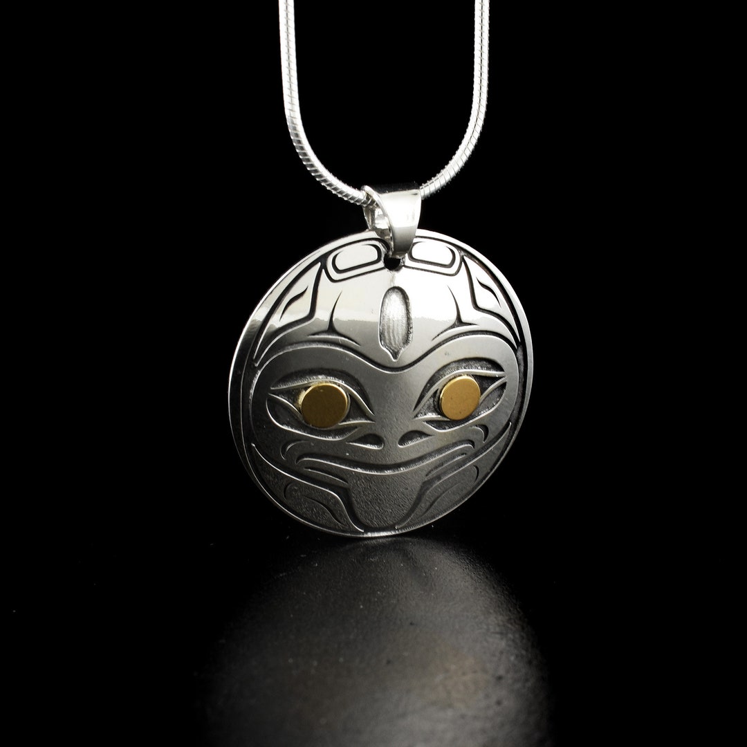 Canadian First Nations, Sterling Silver and 14K Gold Circle Frog ...