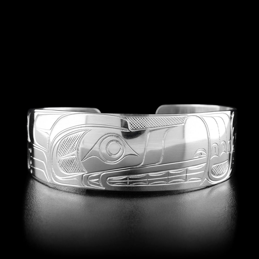 Northwest Coast First Nations, Hand Carved Sterling Silver 3/4" Wolf ...