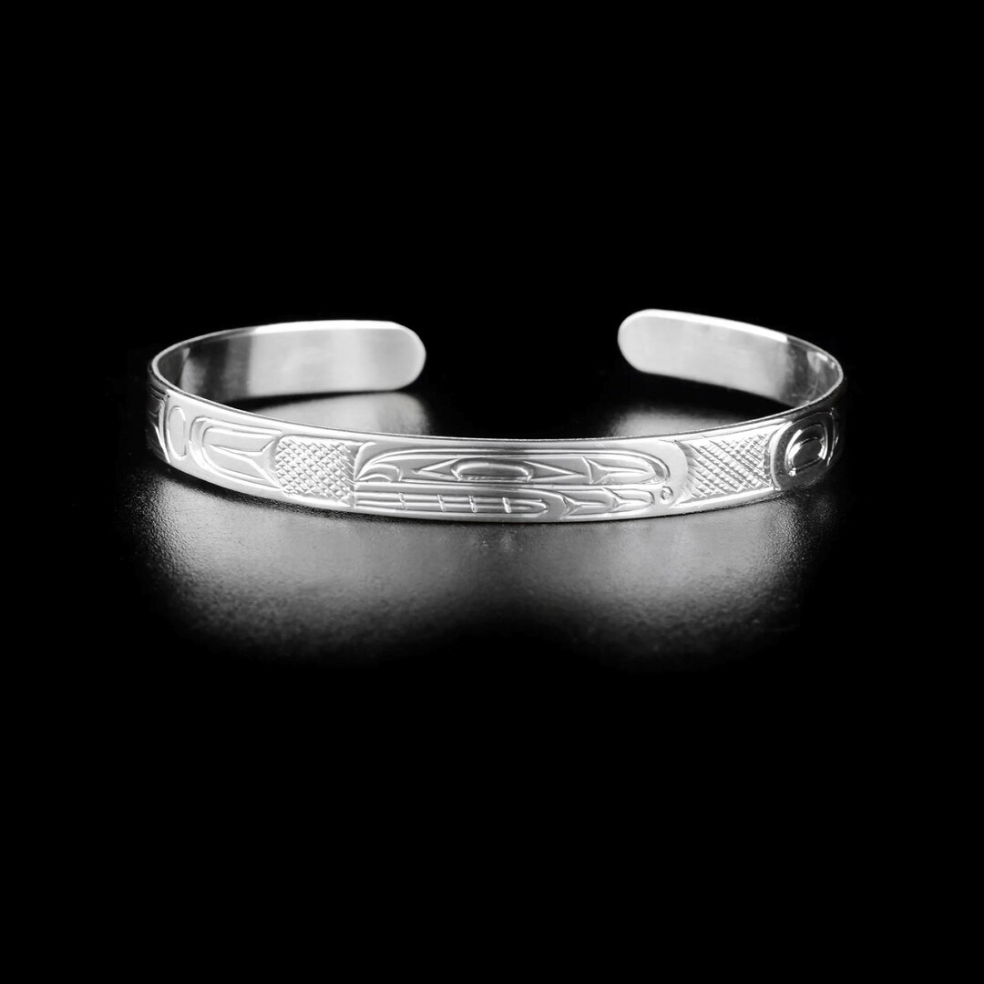 Canadian First Nations Hand Carved Sterling Silver 1 4 Orca Cuff canadian-first-nations-hand-carved-sterling-silver-1-4-orca-cuff