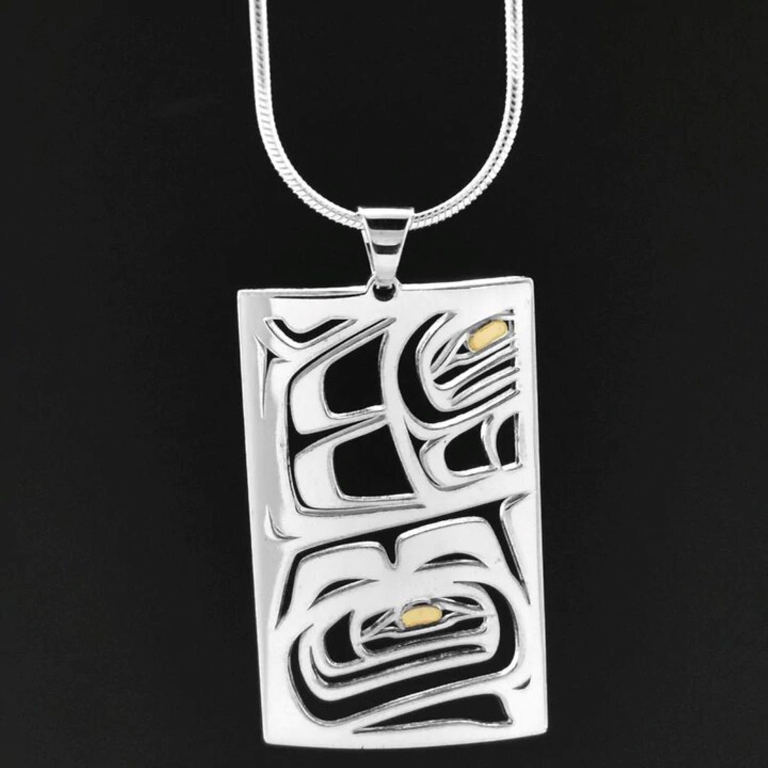 Canadian First Nations, Cutout Sterling Silver and 14K Gold Raven Box ...