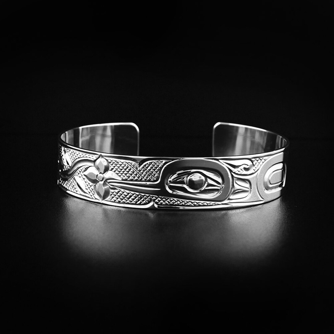 Northwest Coast First Nations, Hand Carved Sterling Silver 1/2 ...