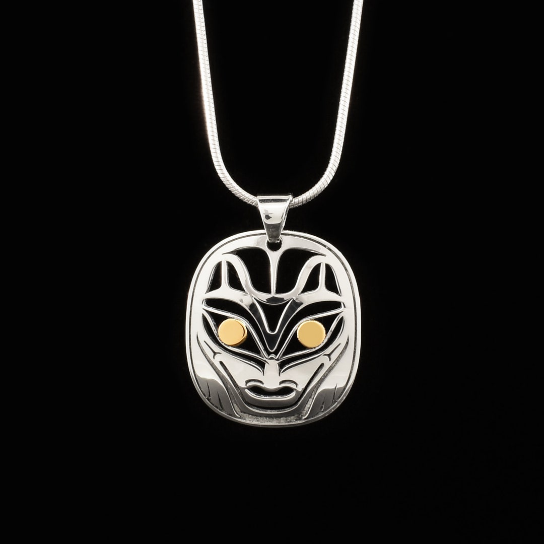 Canadian Indigenous, 18K Gold and Sterling Silver Rounded Rectangle ...