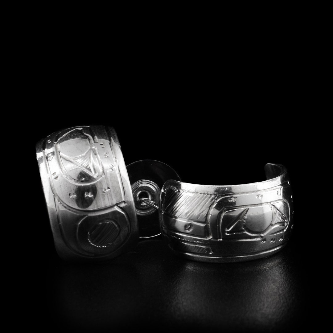 Canadian First Nations, Hand Carved Sterling Silver 1/2" Hummingbird ...