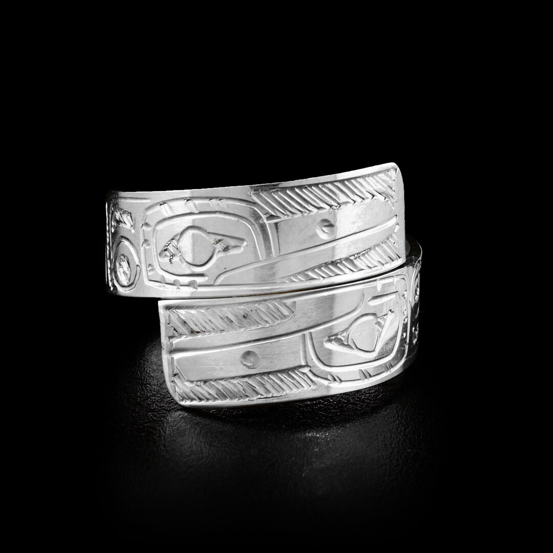 Canadian First Nations, Hand Carved Sterling Silver 1/4" Hummingbird ...