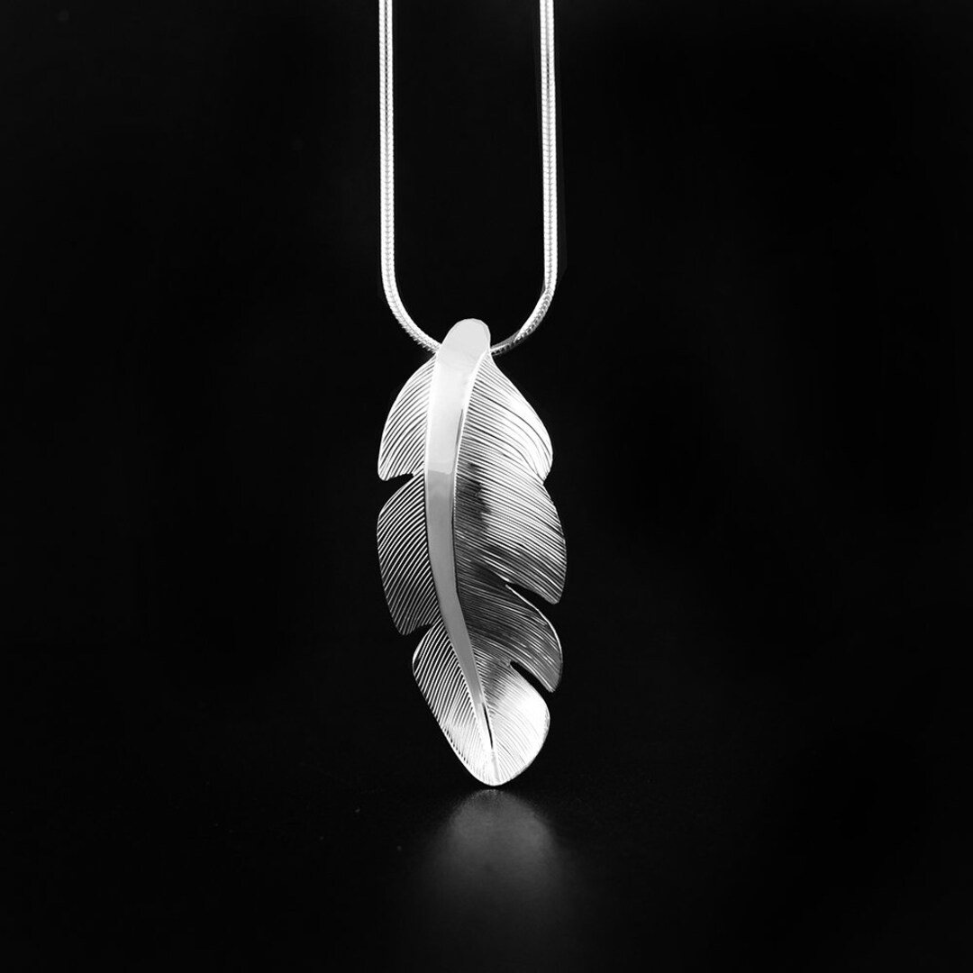 Canadian Indigenous, Hand Carved Sterling Silver Large Eagle Feather ...