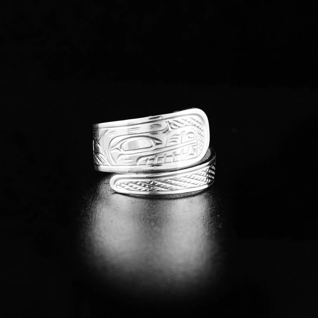 Canadian First Nations, Hand Carved Sterling Silver 3/8" Tapered Bear ...