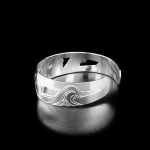 Canadian First Nations, Hand Carved Sterling Silver Large Otter Cuff ...
