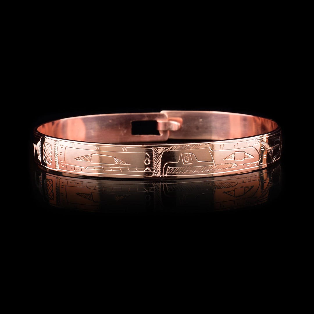 Canadian First Nations, Hand Carved Eagle and Orca Copper Bangle ...