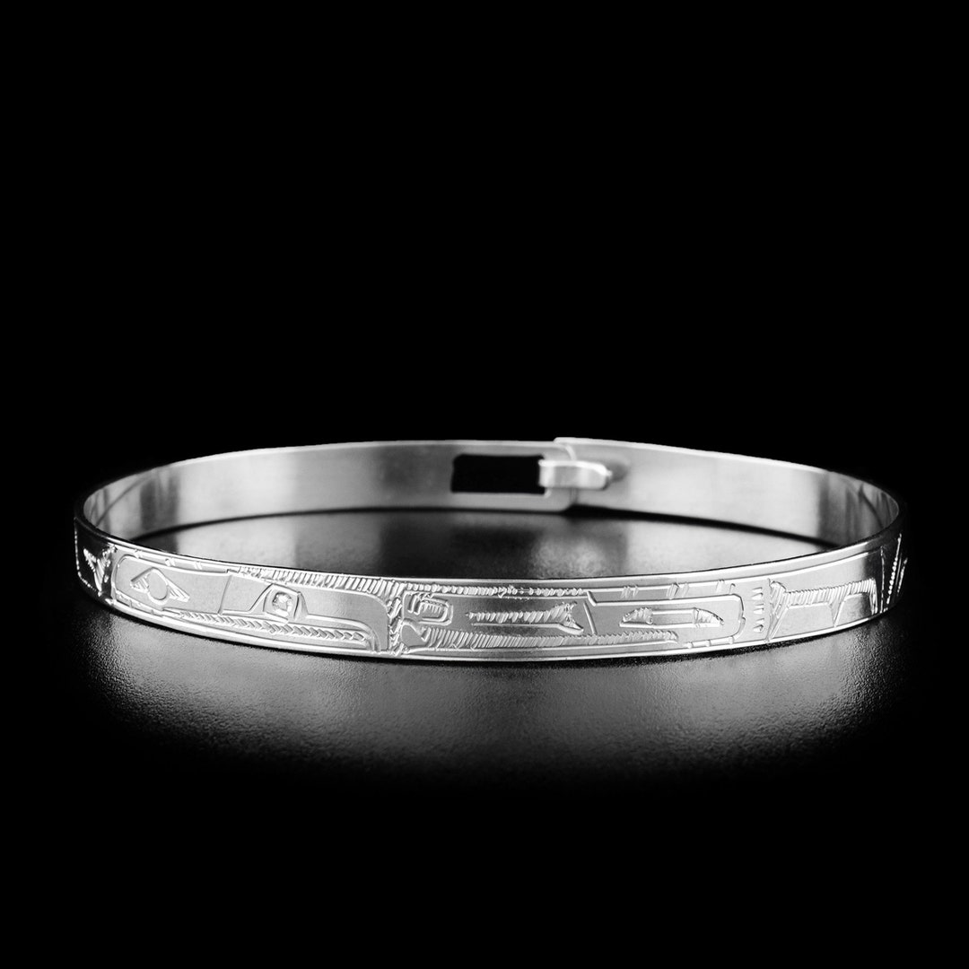 Canadian First Nations, Hand Carved Sterling Silver 1/4" Eagle and ...