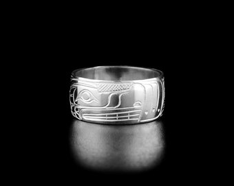 Canadian First Nations Hand Carved Sterling Silver 3/8 - Etsy
