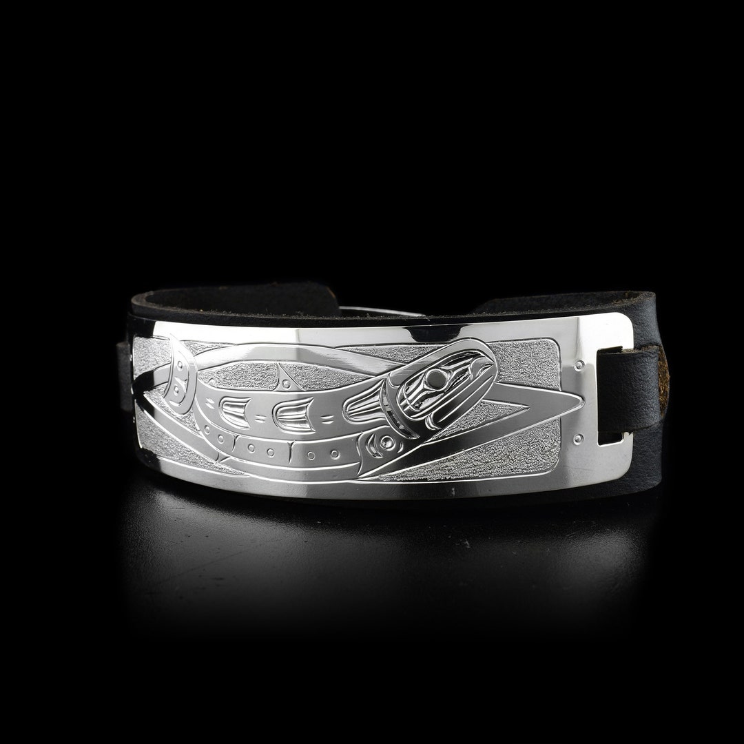 Northwest Coast First Nations, Hand Carved Sterling Silver Salmon on ...