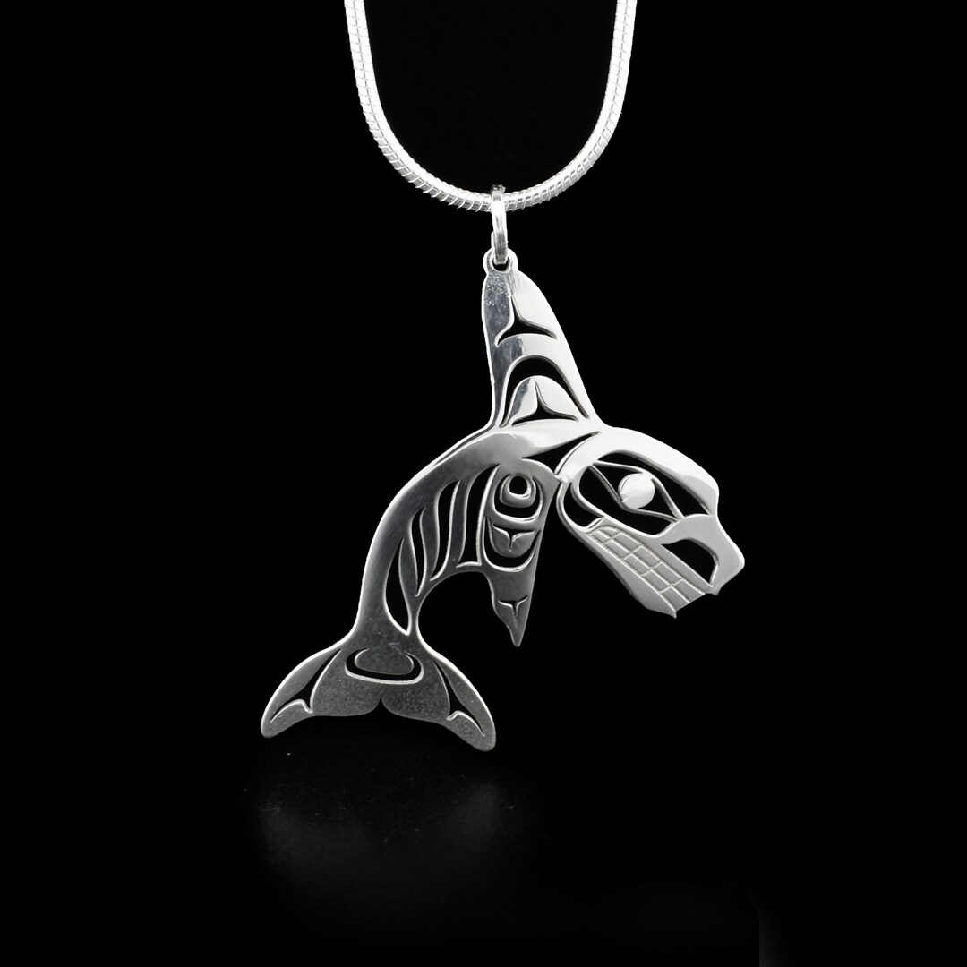 Canadian First Nations, Sterling Silver Pierced Mini Orca Pendant ...