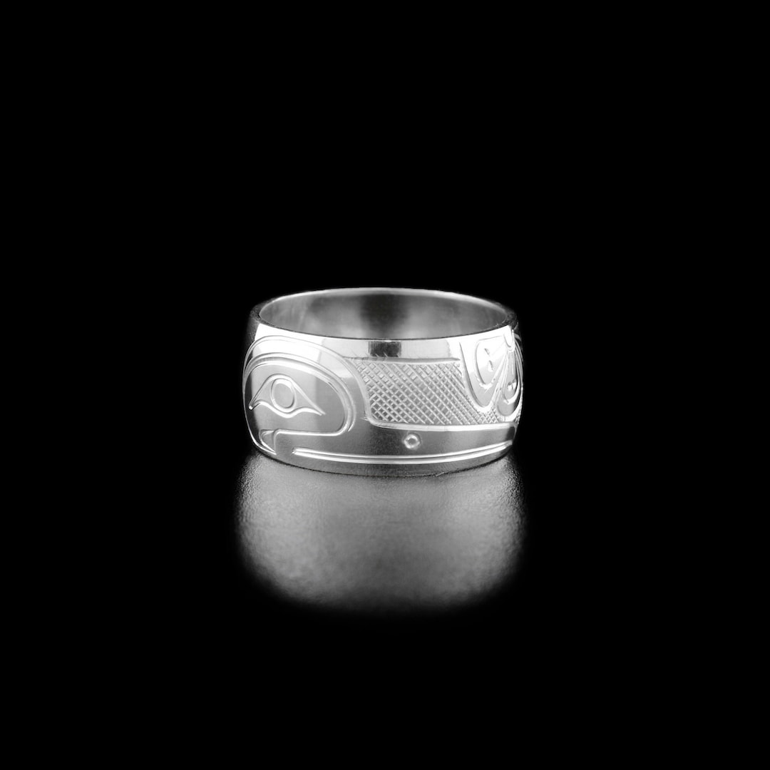 Canadian First Nations, Hand Carved Sterling Silver 3/8" Hummingbird ...