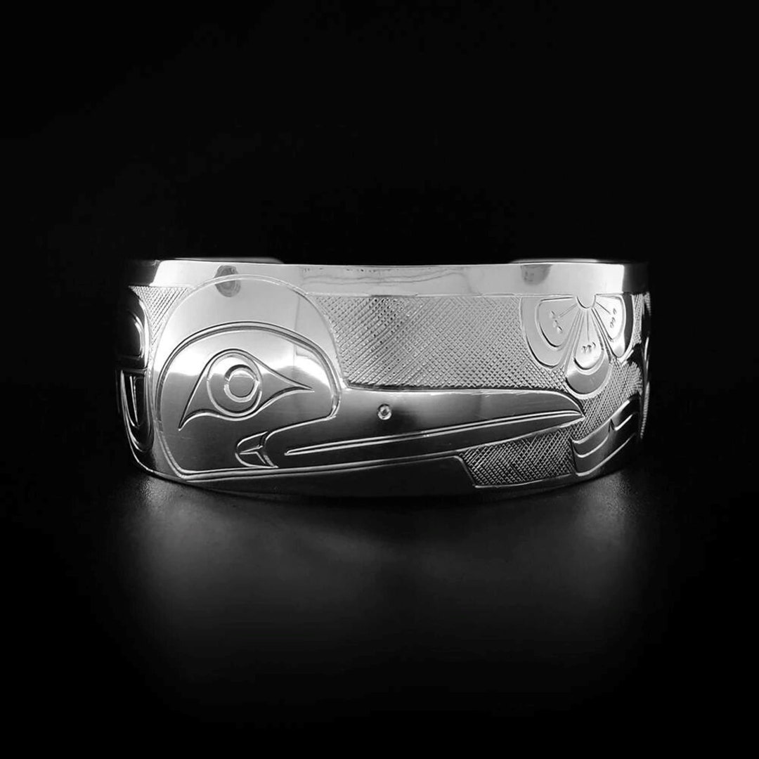 Canadian First Nations, Hand Carved Sterling Silver 1" Hummingbird and ...