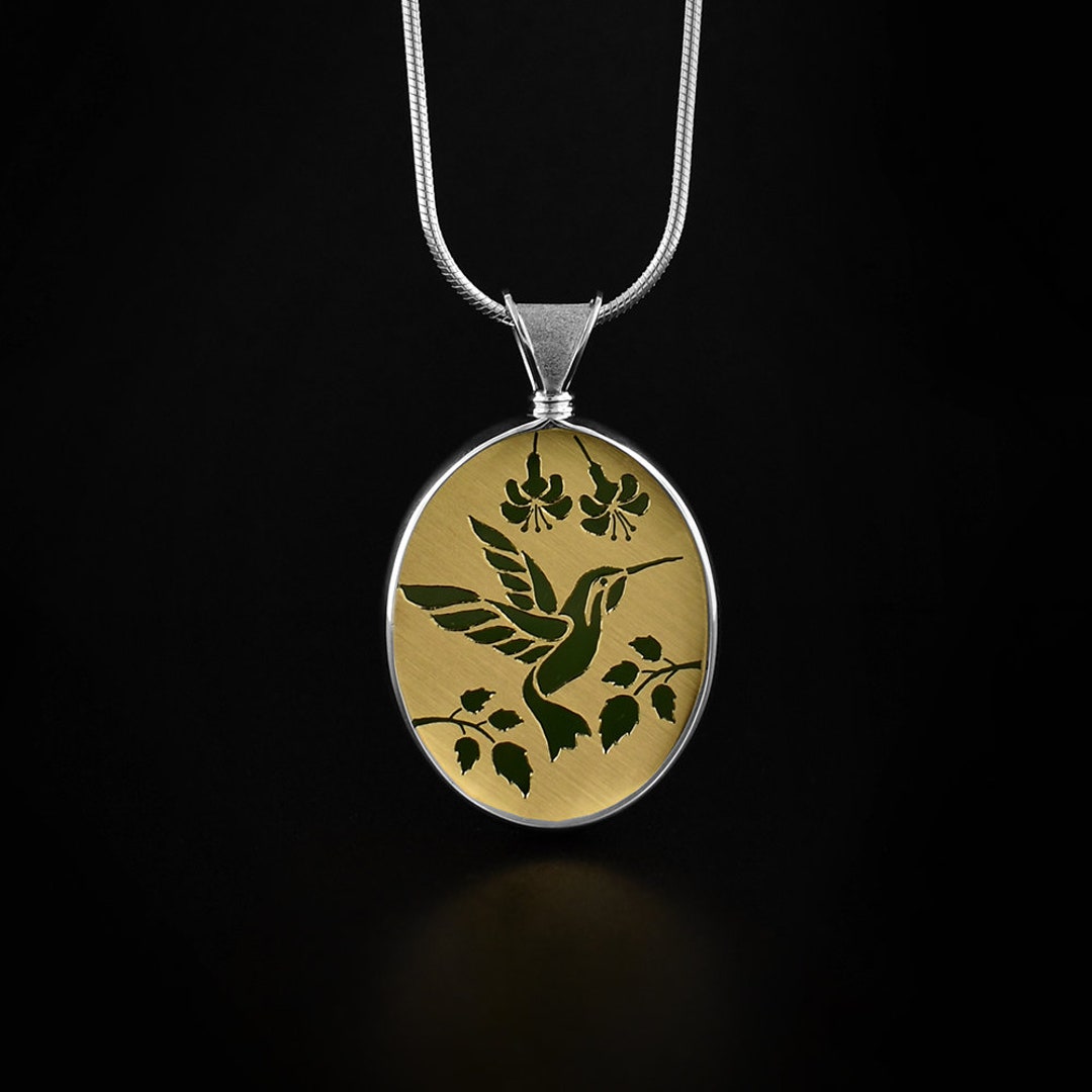 BC Jade Hummingbird Pendant, 14K Gold, Sterling Silver, A+ Grade BC ...
