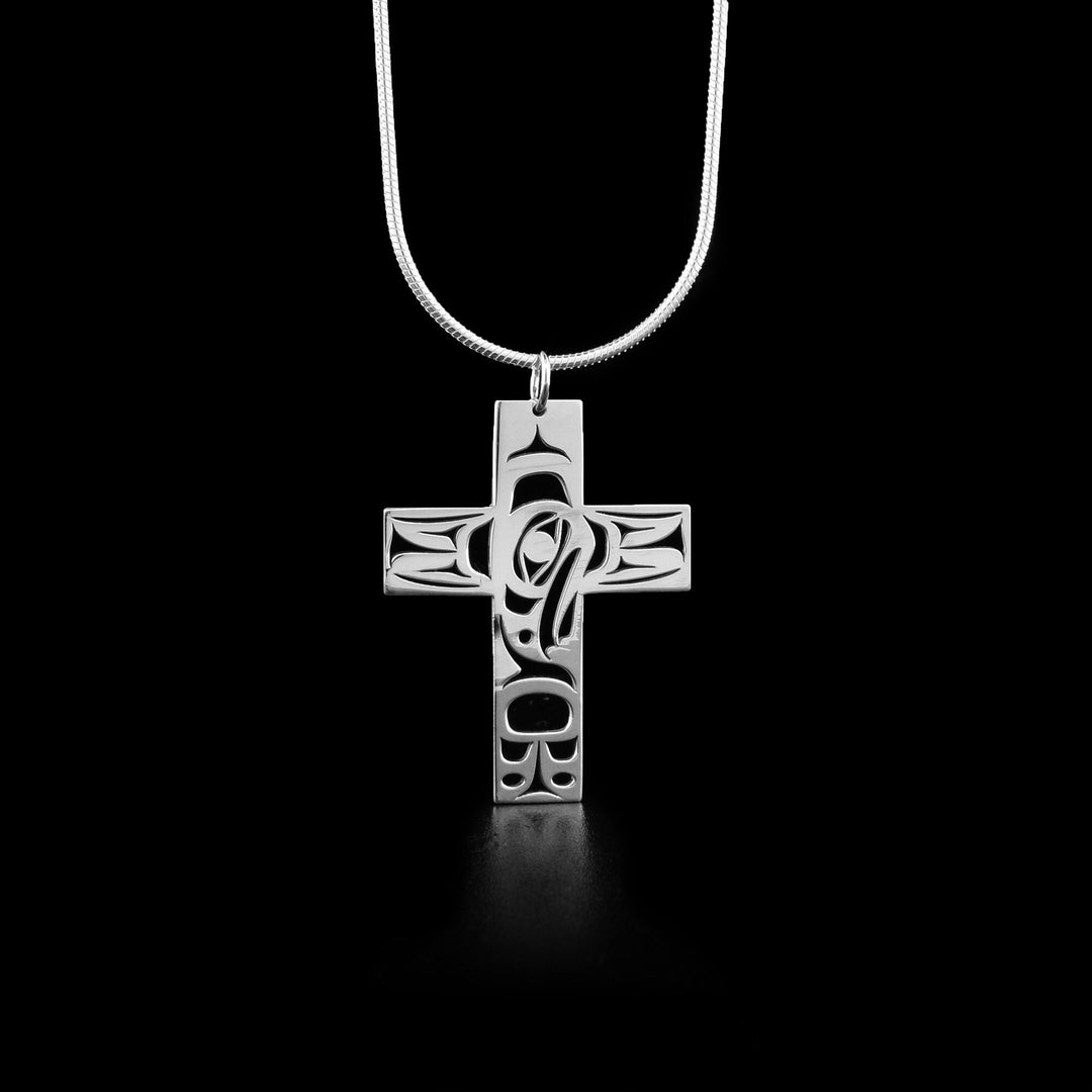 Canadian First Nations, Sterling Silver Pierced Raven Cross Mini ...