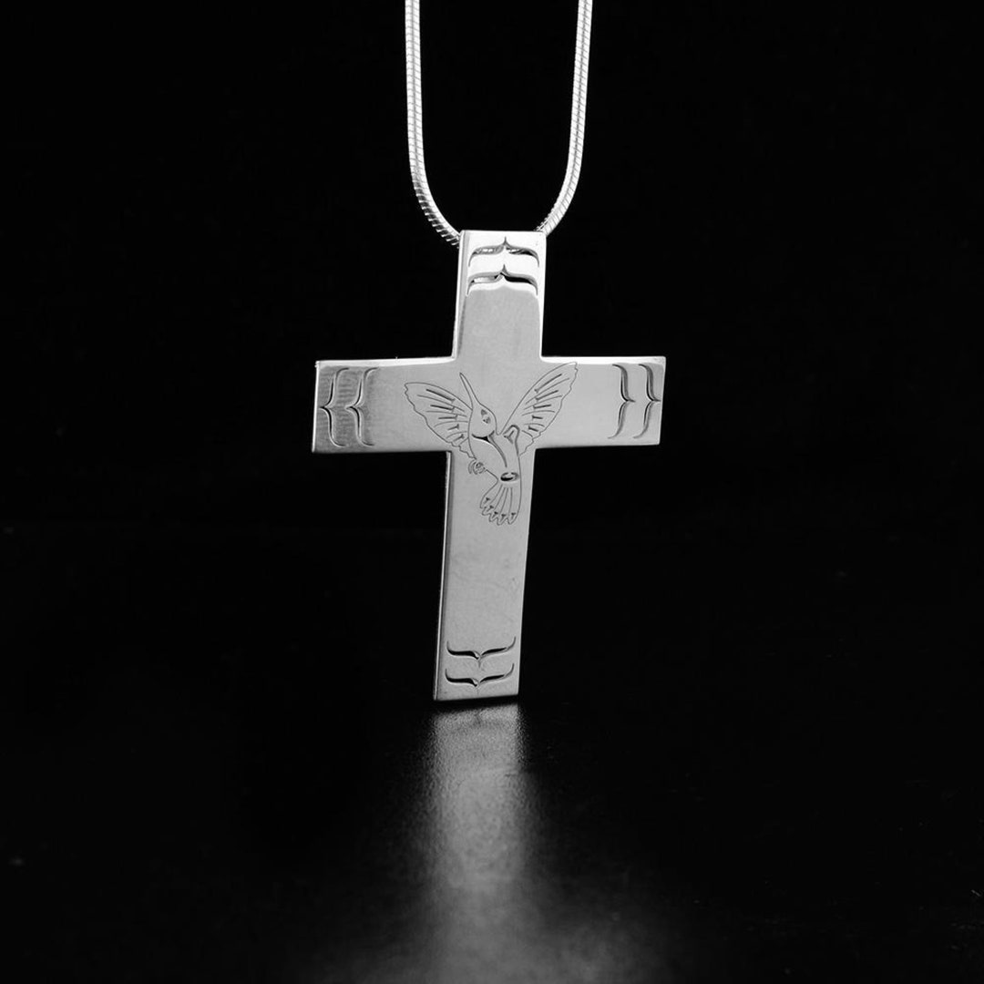 Canadian First Nations, Sterling Silver Hummingbird Cross Pendant ...