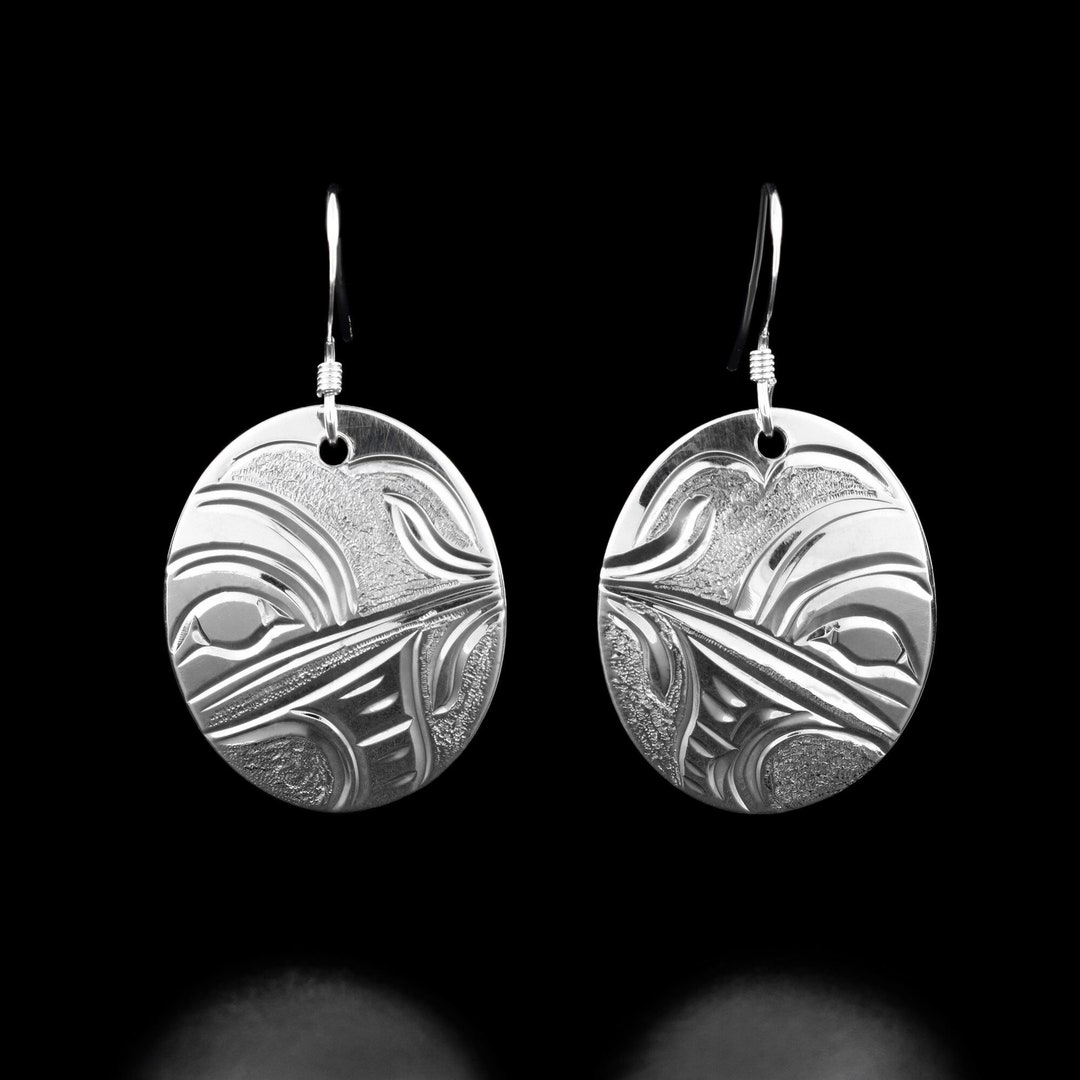 Canadian First Nations, Hand Carved Sterling Silver Oval Hummingbird ...