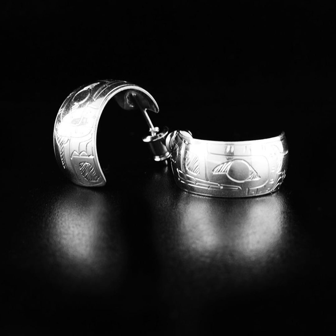 Canadian First Nations, Hand Carved Sterling Silver 3/8 Wolf Hoop ...