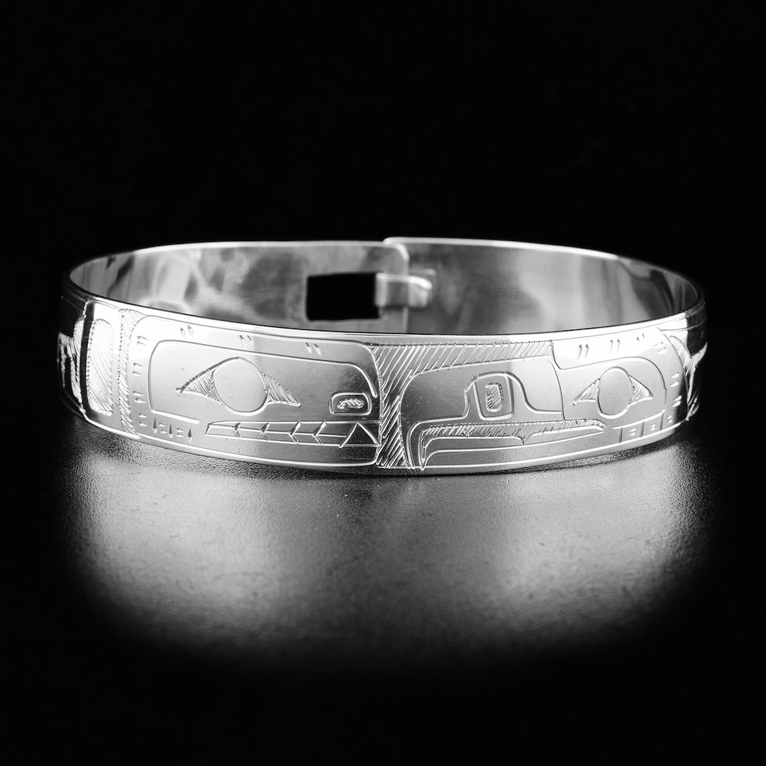 Northwest Coast First Nations, Hand Carved Sterling Silver 1/2 Orca and ...